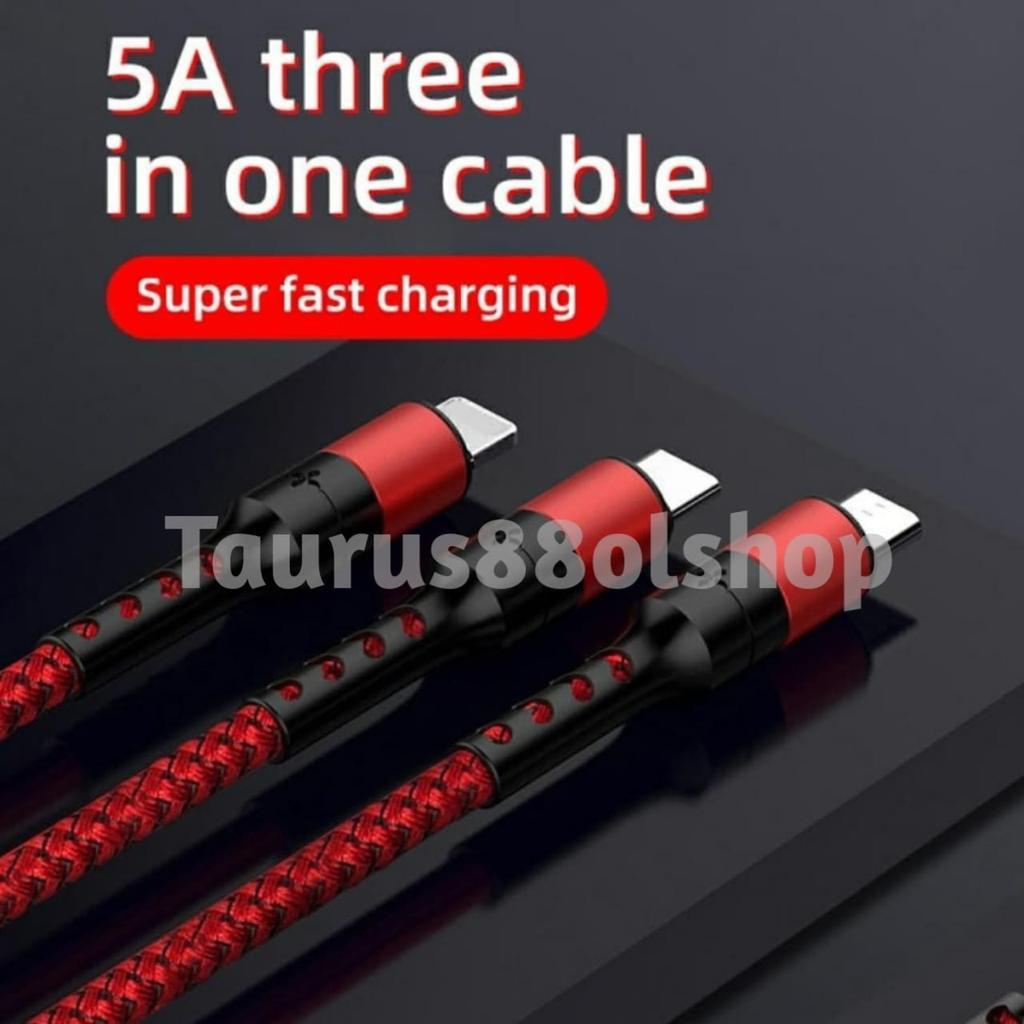 Jual kabel data 3in1 5A super fast charging kabel casan 3in1 kabel cas ...
