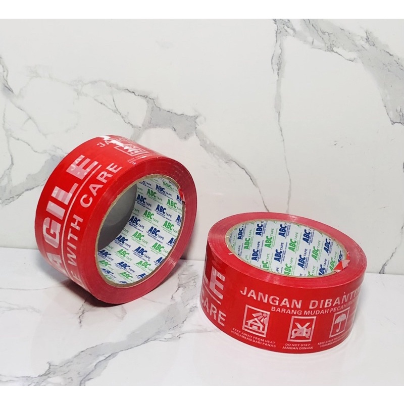 Jual Lakban Fragile ABC Jangan Dibanting 2 inch 45mm x 100 Yard ...