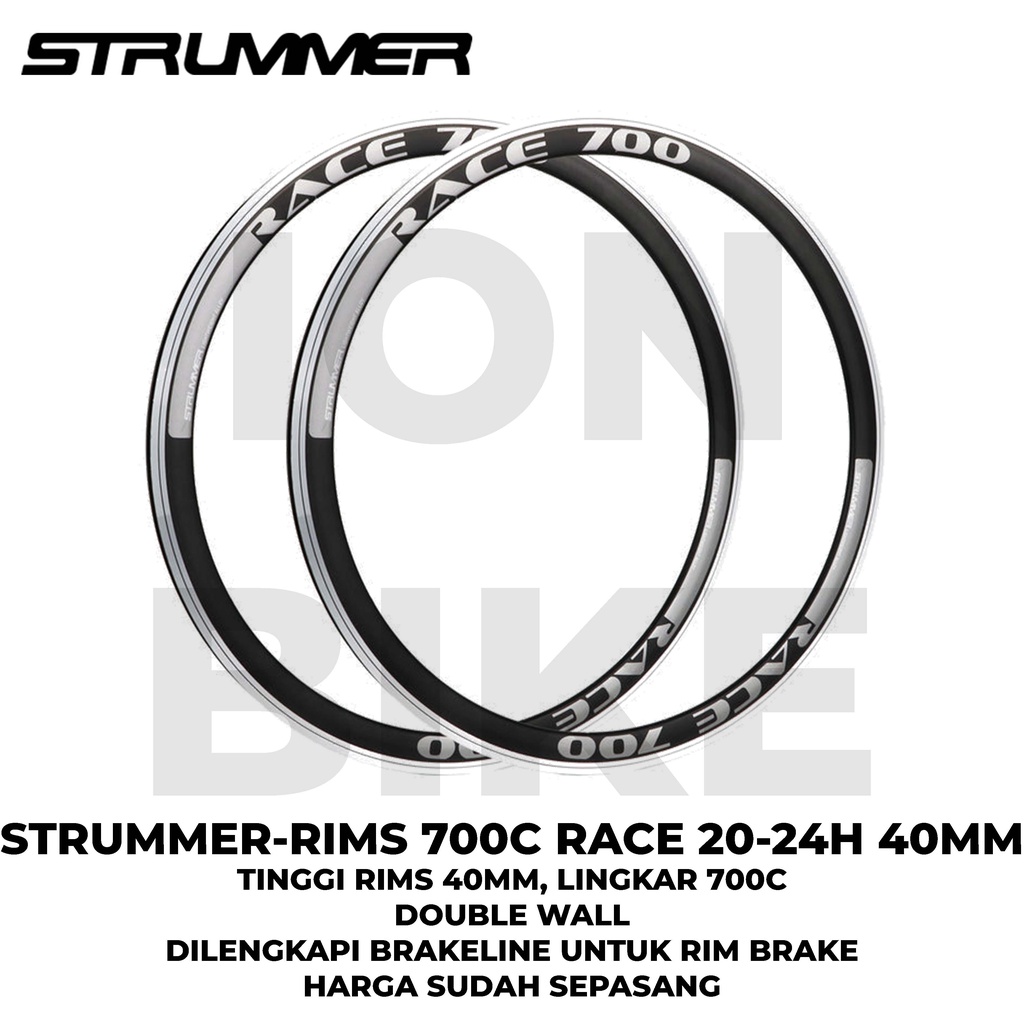 Jual Velg Strummer Race 700c 20 24 Hole 40mm Brakeline CNC Rim Rims ...