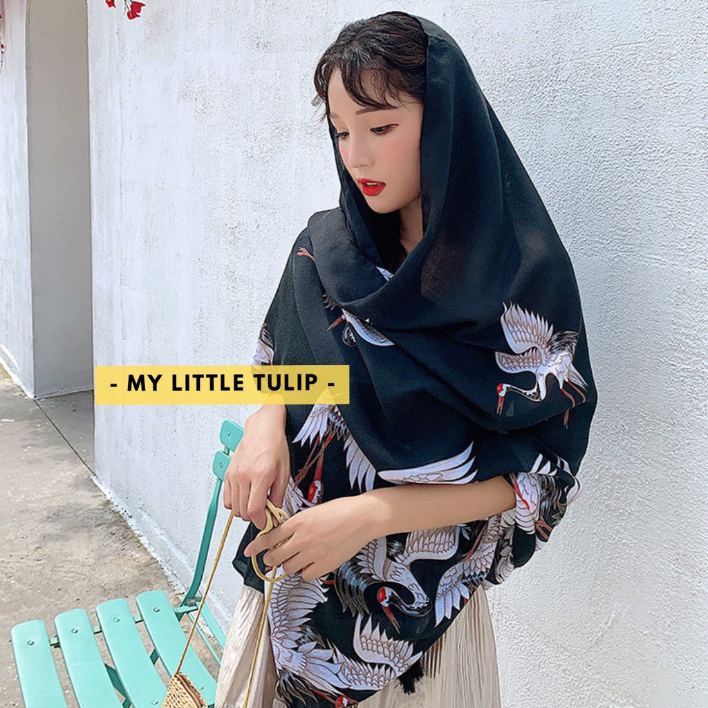 Jual Selendang Lebar Hitam / Scarf Summer Kain Pantai Wanita / Hijab ...