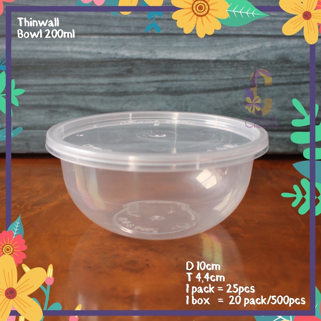 Jual KOTAK MAKAN PLASTIK THINWALL 200ML BOWL OVAL BULAT SATUAN KEMASAN ...