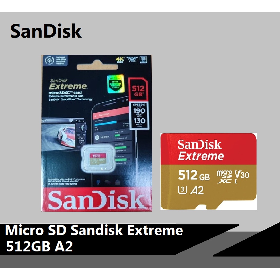 Jual SanDisk Extreme MicroSD 512GB A2 MicroSDXC UHS-I 190MB/s | Shopee ...