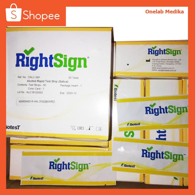 Jual Alcohol(Saliva) Air Liur Dipstick 50 Test Strip RightSign Biotest ...
