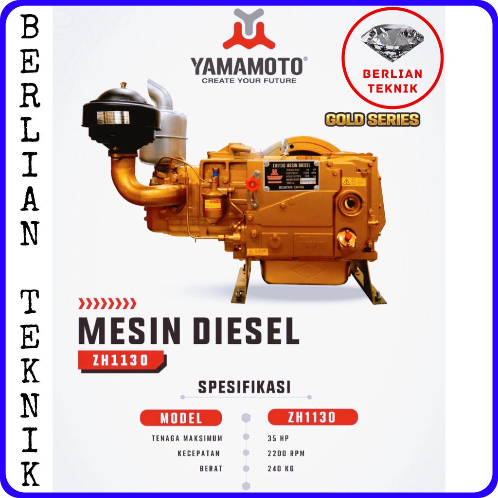 Jual Mesin Penggerak Solar Engine Diesel Yamamoto Gold ZH 1130 TT / 35 HP | Shopee Indonesia