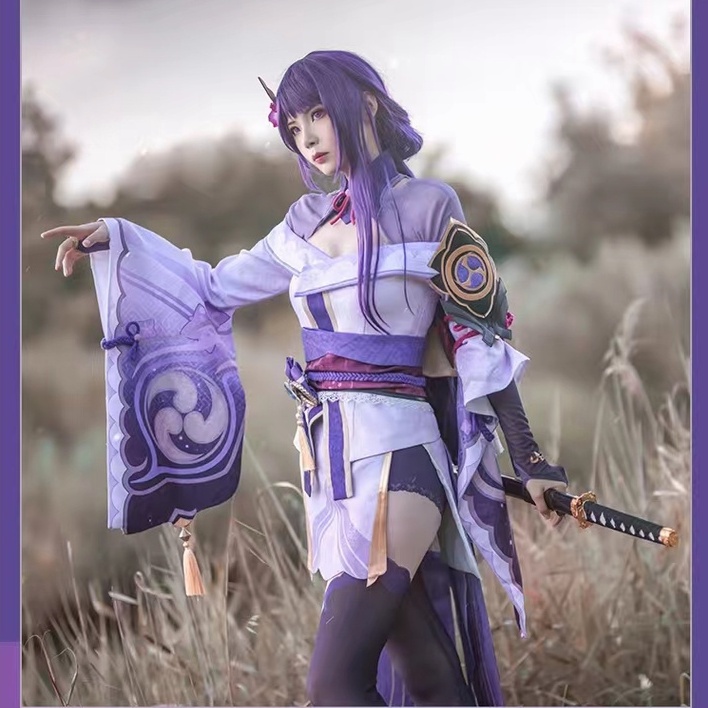 Jual Game Genshin Impact Raiden Shogun Baal Cosplay Costume Shoes Wig ...