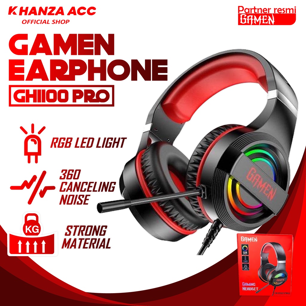 Jual KHANZAACC GAMEN GH1100 PRO Headphone Gaming RGB Lighting Effects ...