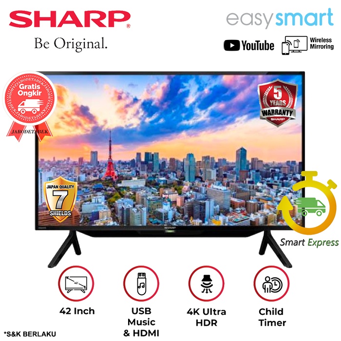 Jual TV LED SHARP 2T-C42DF1I / 2TC42DF1I - (42 INCH / EASY SMART TV ...