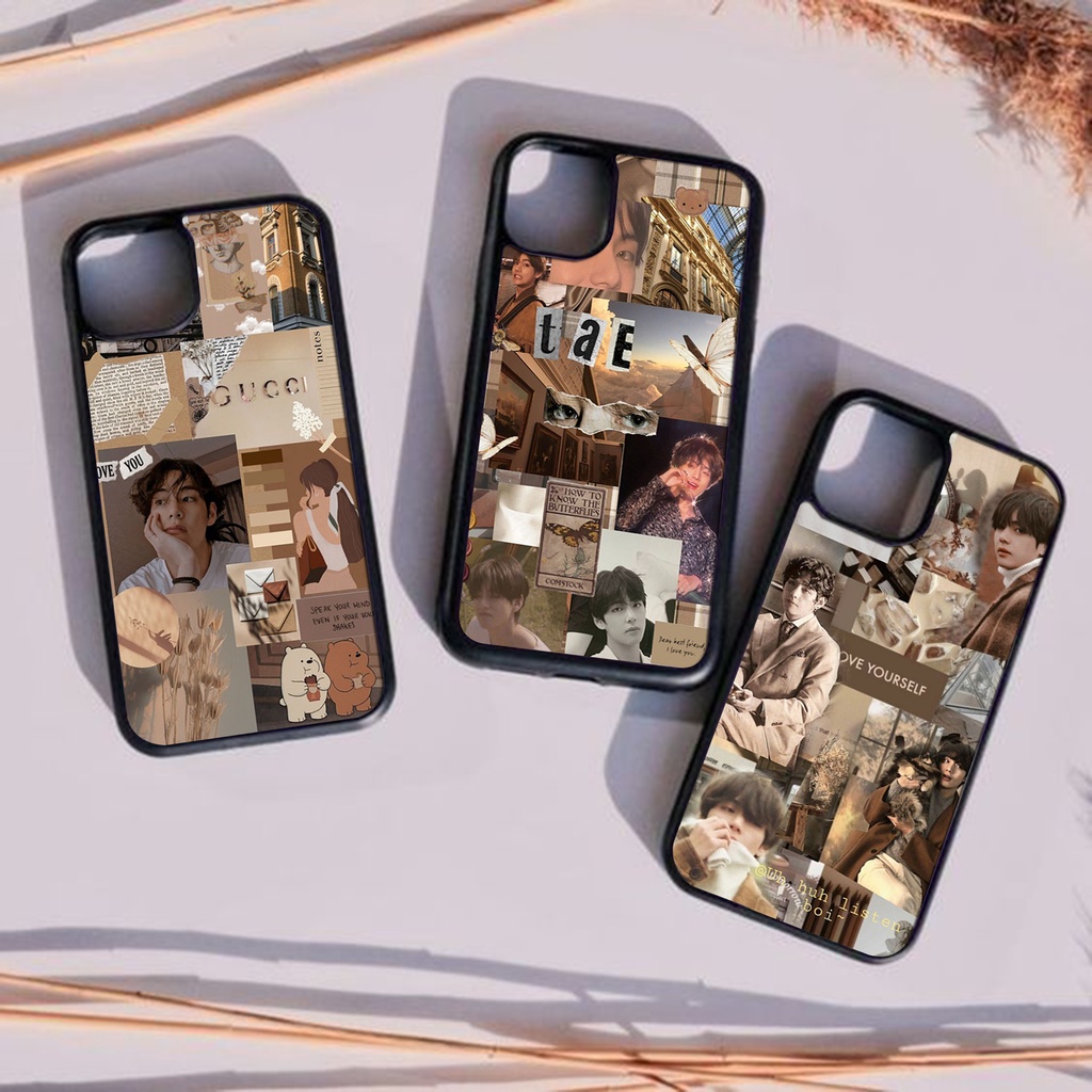 Jual (CK277) Case BTS Kim Taehyung Aesthetic Brown Glossy Casing All ...