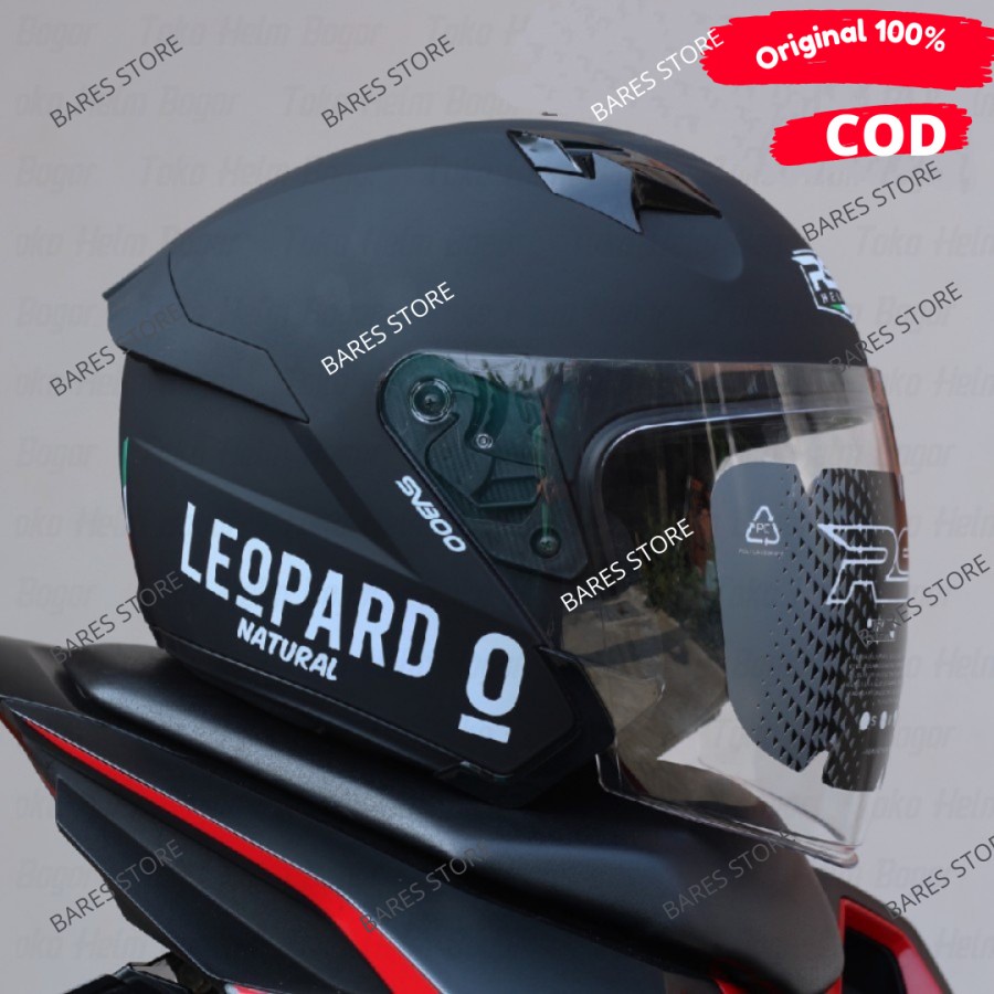 Jual Helm motor half face original rsv sv300 black doff sticker leopard ...