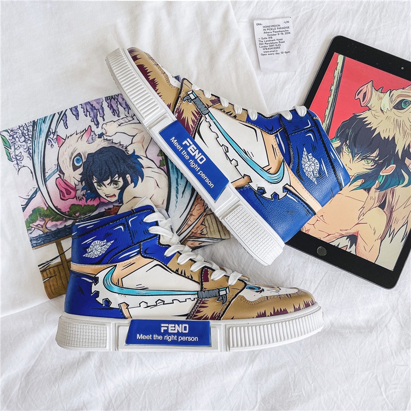 Jual Premium Anime Demon Slayer Sepatu Pria Sneaker Tinggi Hashibira ...