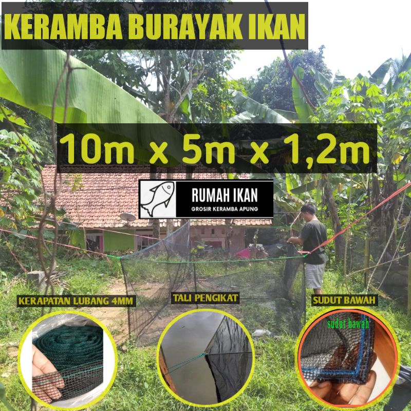 Jual R10512 Jaring hapa waring keramba ikan anti geser 10x5x1,2 siap ...