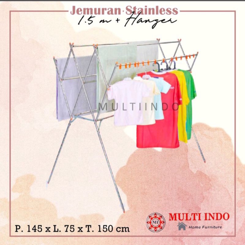 Jual Jemuran Baju Stainless Steel Multi Bulat Tiang Besar 180 cm ...