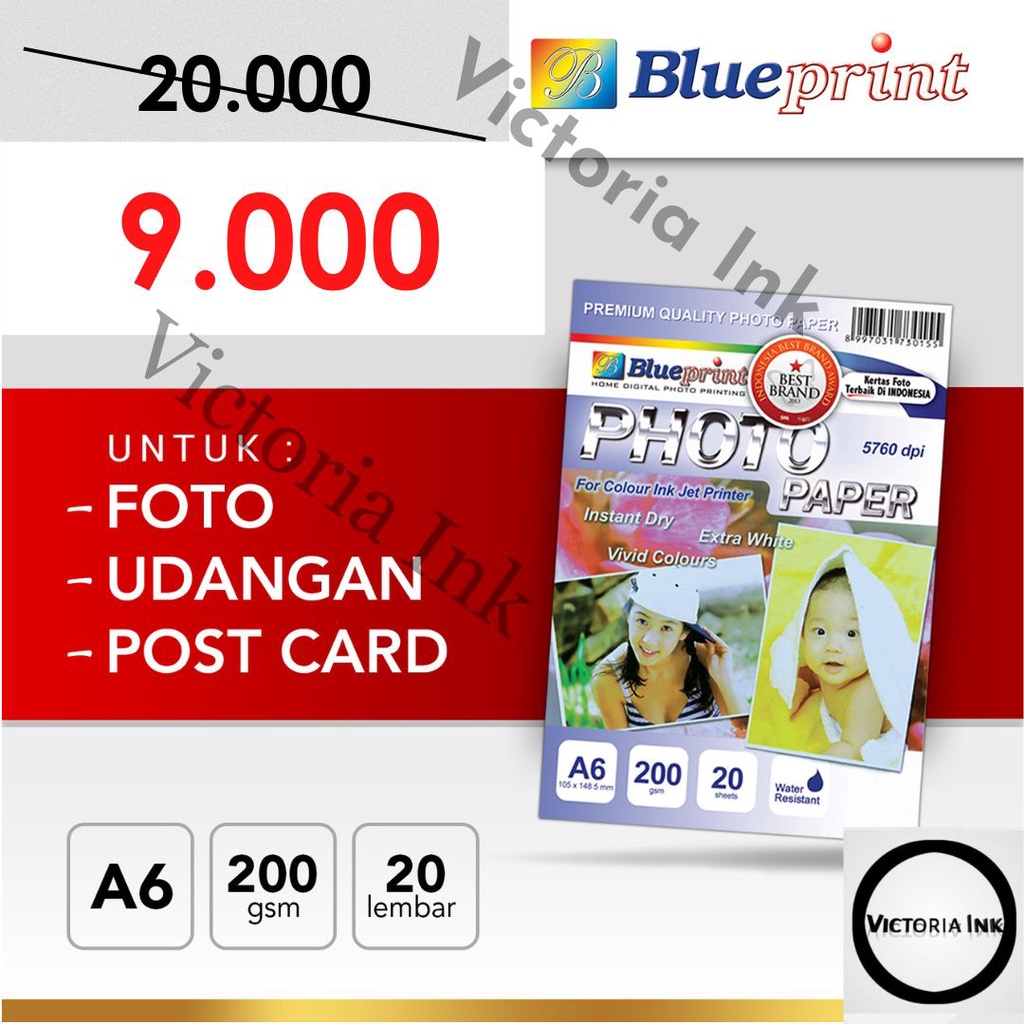 Jual Kertas Foto A6 Kertas Foto 4R Blueprint Kertas Foto Blueprint A6 4R Glossy 200gsm | Shopee ...
