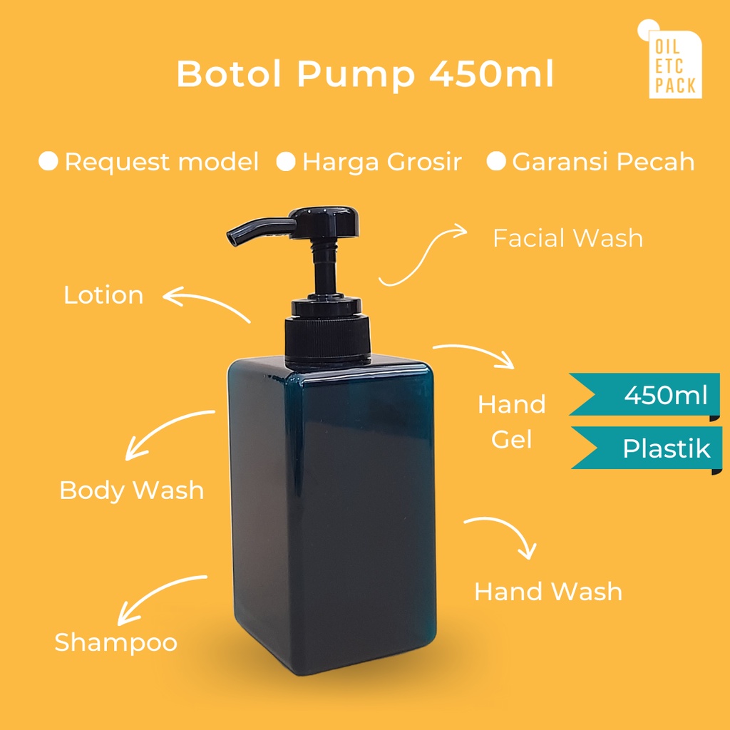 Jual Botol Pump Plastik 450ml Aesthetic / Tempat Refill Kosong Sabun ...