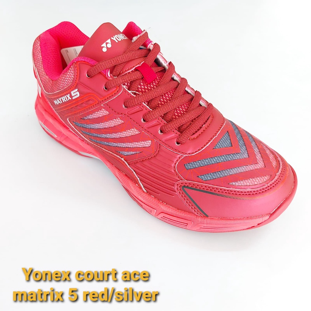 Jual Sepatu badminton yonex court matrix 5 red silver | Shopee Indonesia