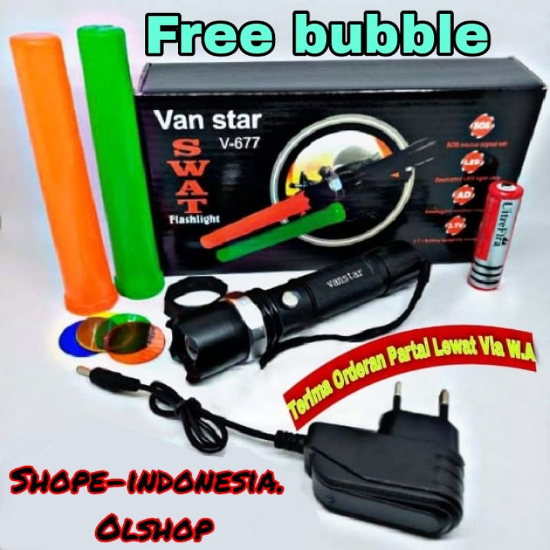 Jual Senter Swat Police LED Flashlight V-677 ⭐shope-indonesia ⭐ ...