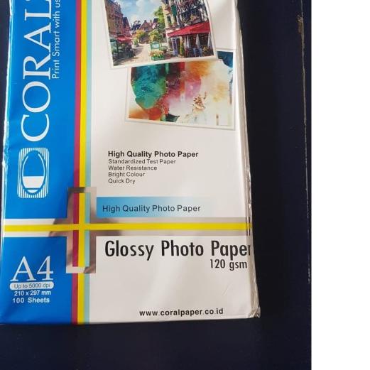 Jual Coral Glossy Photo Paper A4 120 gsm 100 lbr / Kertas Foto Brosur ...