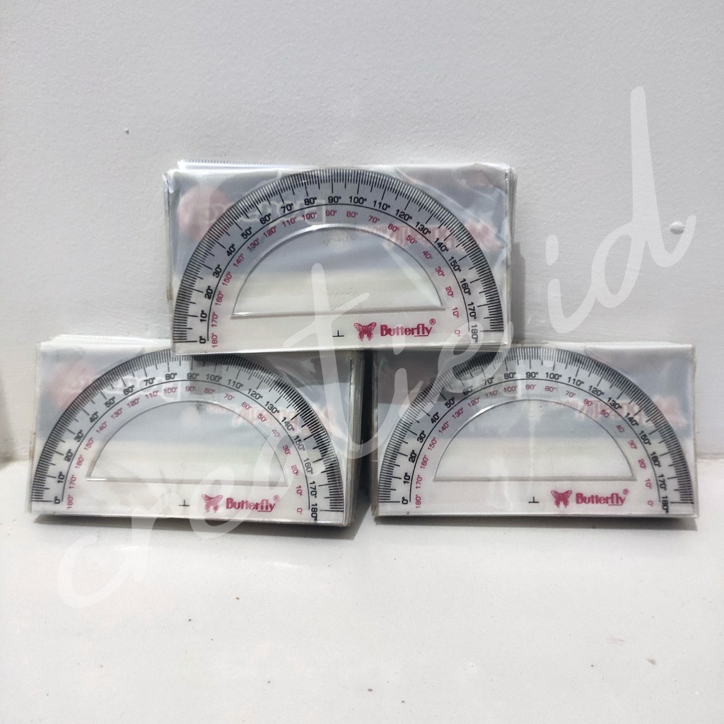 Jual PENGGARIS BUSUR BUTTERFLY PROTRACTOR 180 DERAJAT 12 CM / 10 CM ...