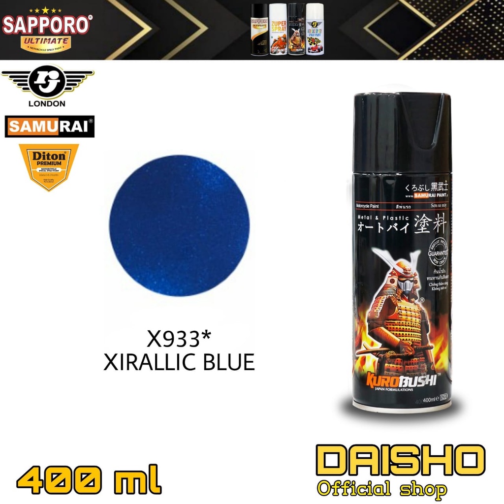 Jual SAMURAI PAINT X933* XIRALLIC BLUE BIRU 400ml pilox pilok cat semprot spray paint xiralic ...