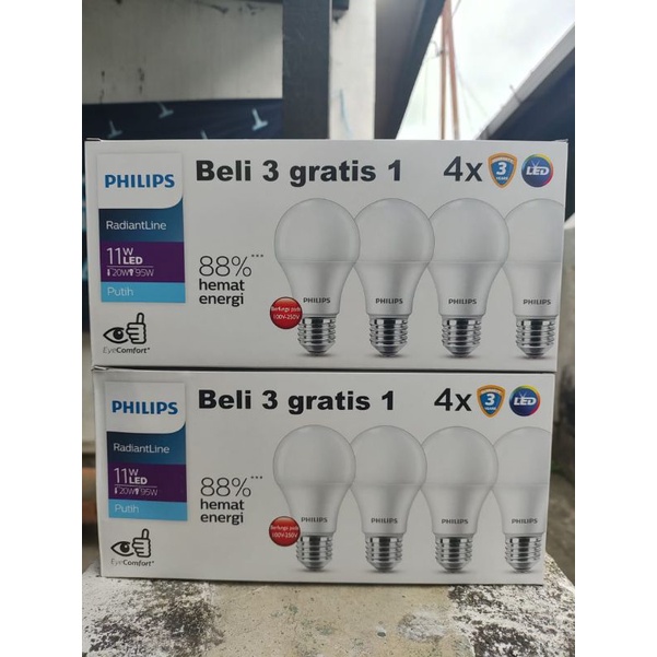 Jual Lampu Bohlam Phillips 9 & 11 Watt LED Radiantline Bulb 1 Dus Isi 4 ...