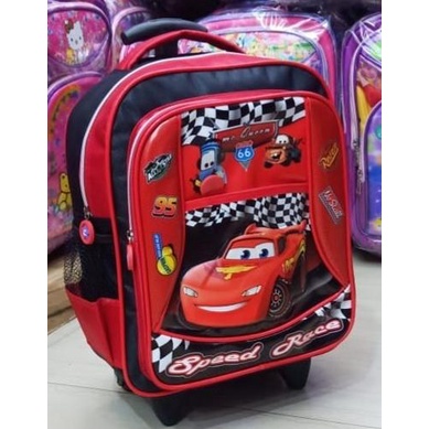 Jual Tas Dorong Trolley Anak Tk Gambar Mobil Cars Mcqueen + Tas Bekal ...