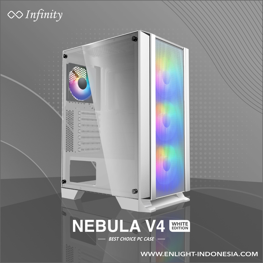 Jual Infinity Nebula V4 Putih | PC Casing Komputer Gaming ATX | Shopee ...