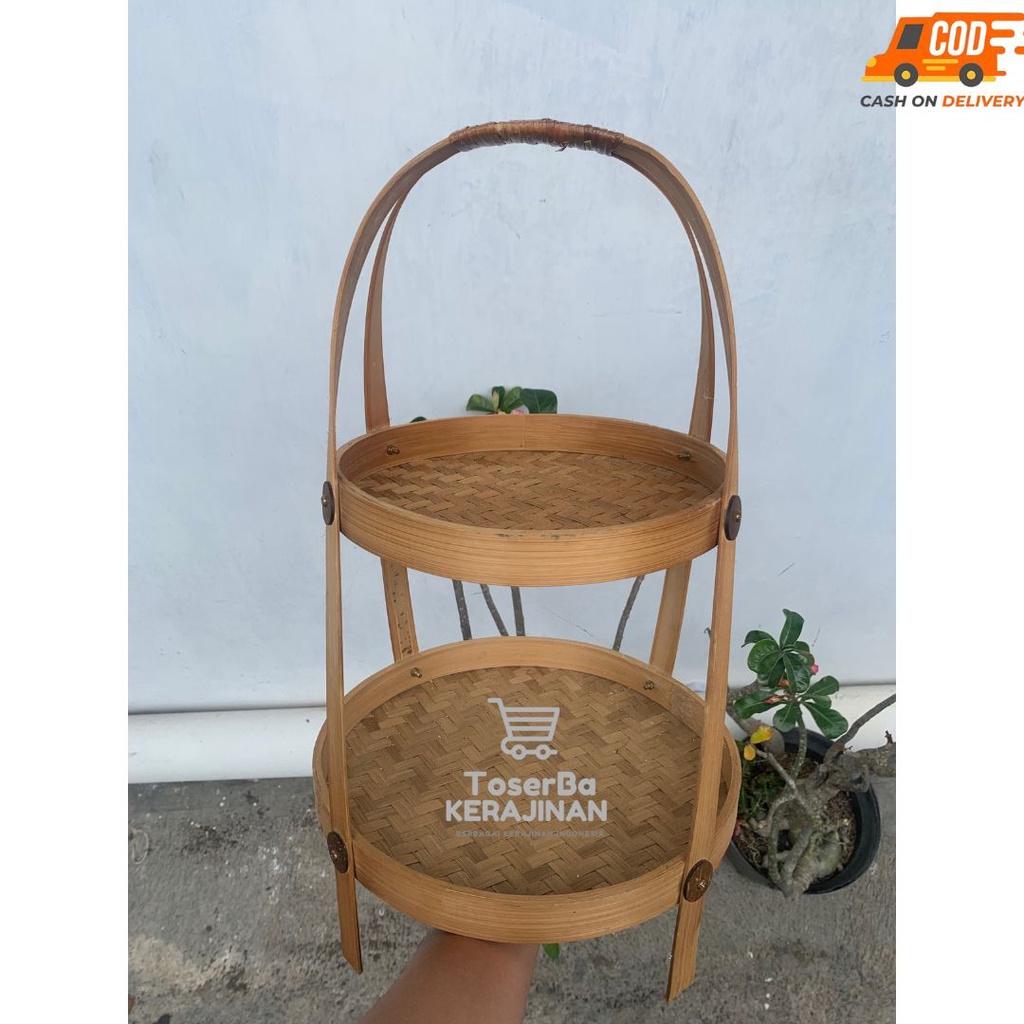 Jual Rak Bambu Susun 2 | Tampah Bambu | Anyaman Bambu | Shopee Indonesia