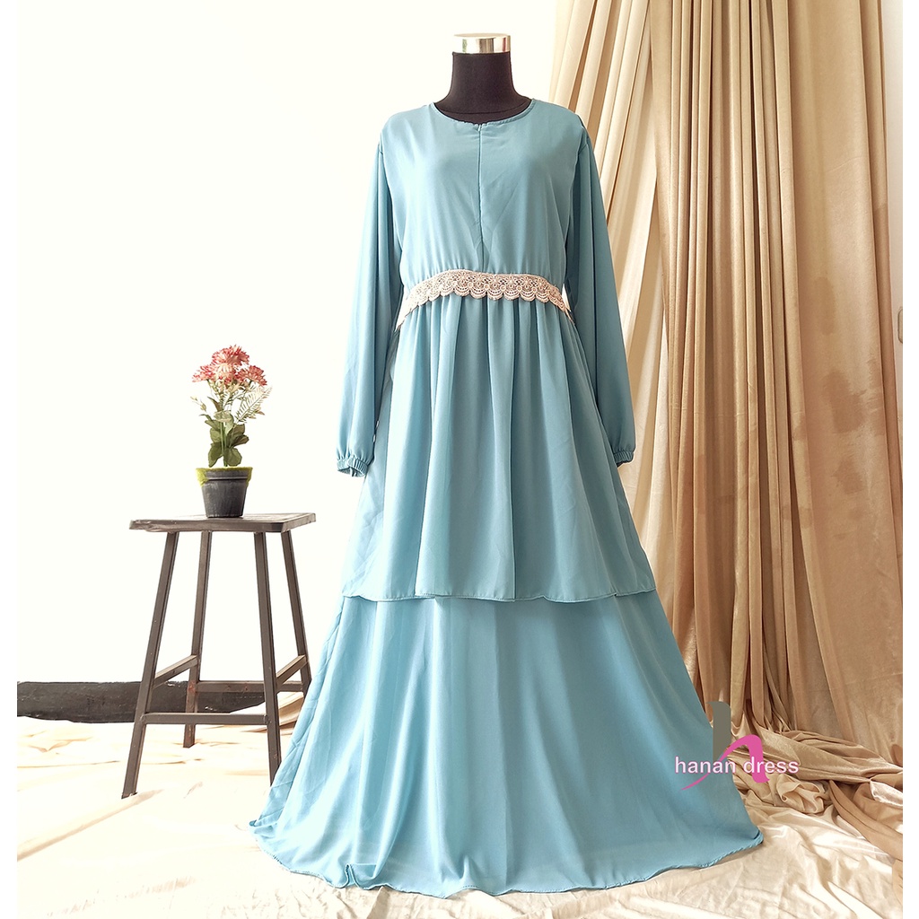 Jual Gamis ceruti babydoll renda, gamis malaysia, gamis 2 layer ...