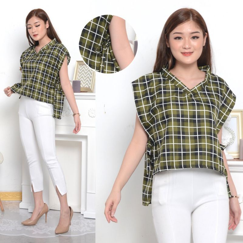 Jual VF /Rompi Vest wanita kekinian Korea motif kotak | Shopee Indonesia