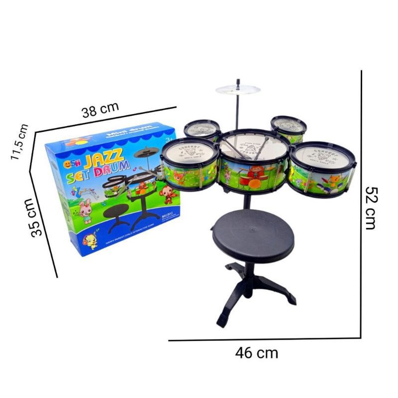 Jual SH 1235 LITTLE JAZZ DRUM SET 6 IN 1 plus tempat duduk / mainan ...