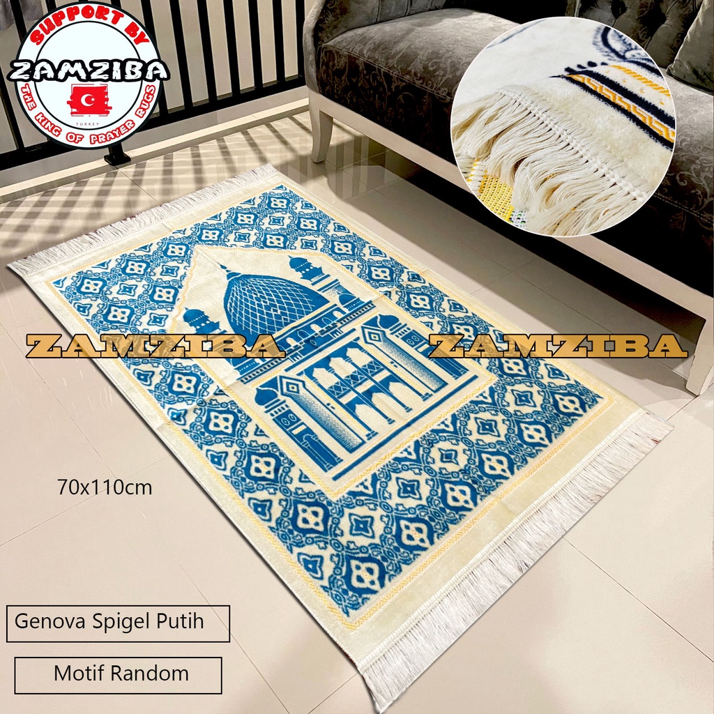 Jual Sajadah Genova Spigel Putih Bahan Halus Dan Tebal Ukuran 70x110cm ...