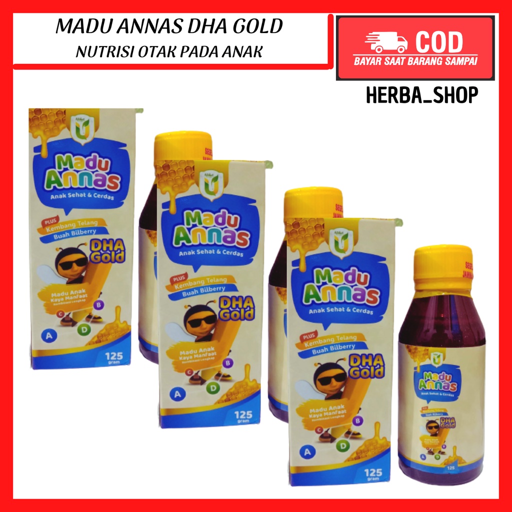 Jual PAKET 3 BOTOL Madu ANNAS DHA GOLD Plus Omega 3 Penambah Nafsu ...