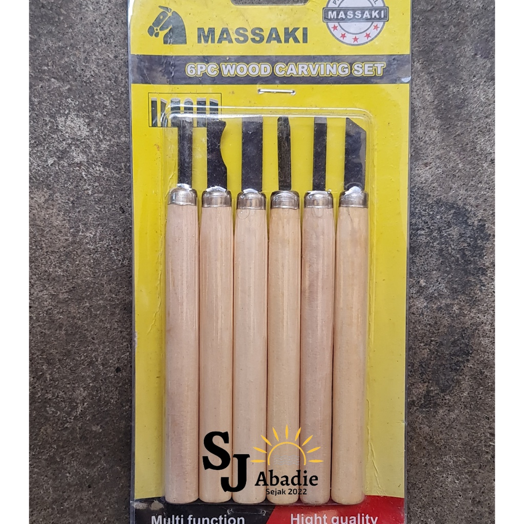 Jual (1 SET) Alat Pahat Tatah Ukir Wood Carving Set MASSAKI 6 Pcs | SJ ...