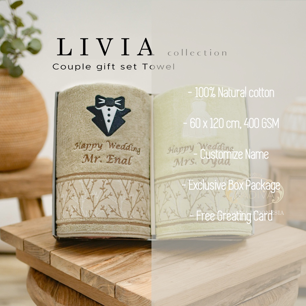 Jual Hampers / Kado Premium - Handuk Single With CUSTOM NAMA LIVIA Seri ...