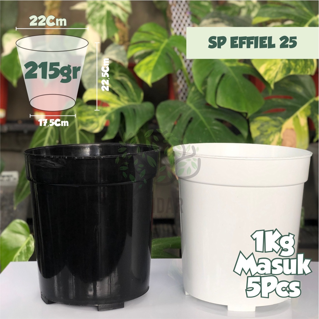 Jual Pot SP EFFIEL 25 Warna Hitam & Putih - Pot Bunga Tower - Pot ...