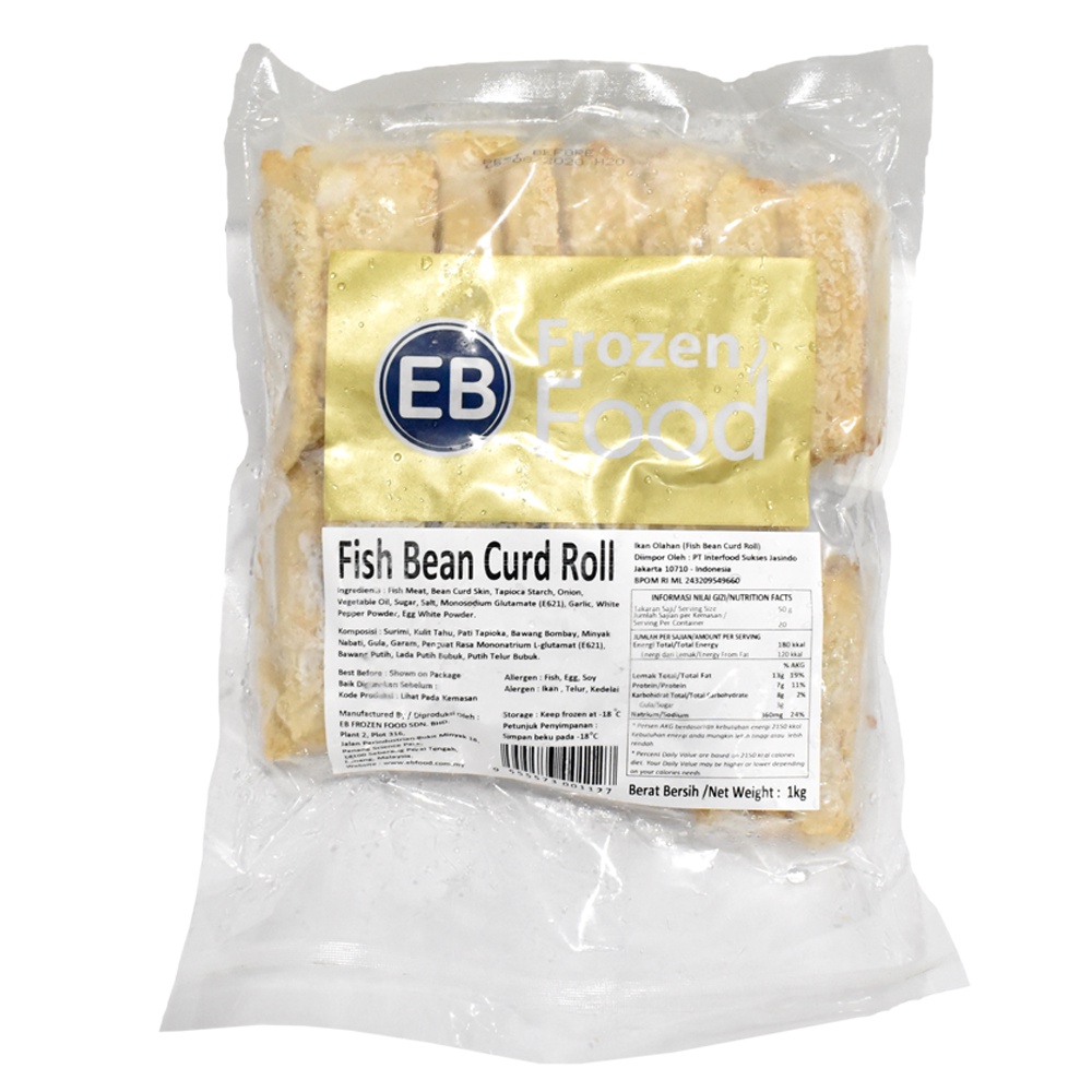 Jual EB Fish Bean Curd Roll 300gr & 1 kg Frozen Food Tahu Ikan Gulung ...