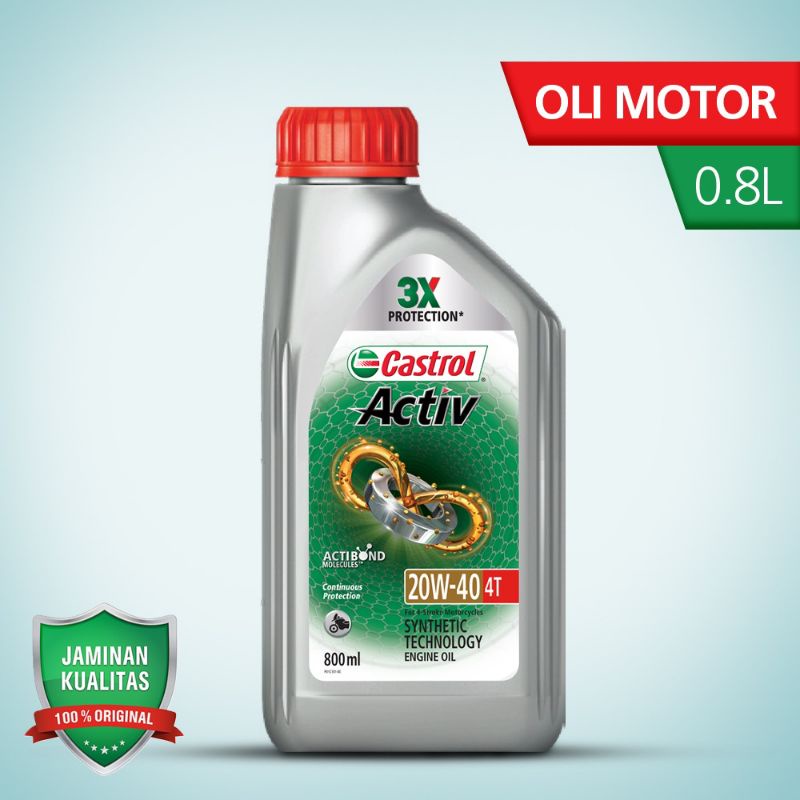 Jual Oli Mesin Castrol Activ 4T & 2T SAE 20W-40 kemasan 800ml Original ...