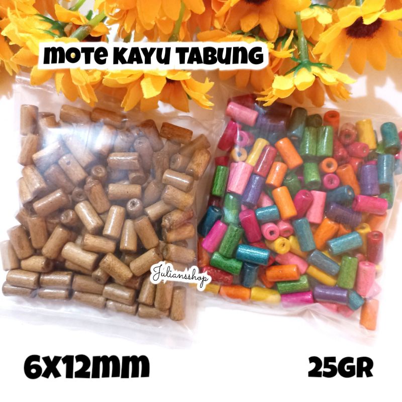 Jual [25 Gram] Manik 6mm Mote Monte Kayu Bambu Besar Isi 130 pcs lebih ...