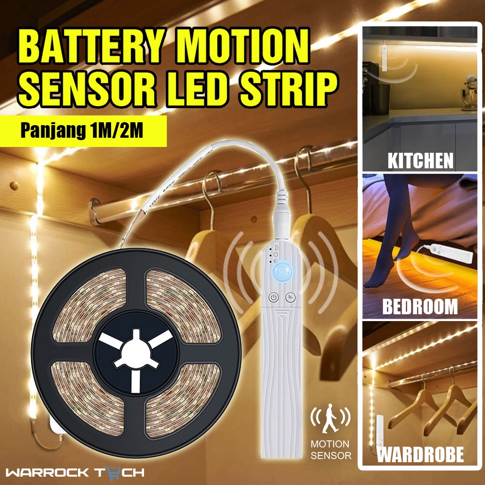 Jual Lampu LED Strip 2835 Sensor Gerak 5V Tenaga Baterai Warna Putih 2M ...