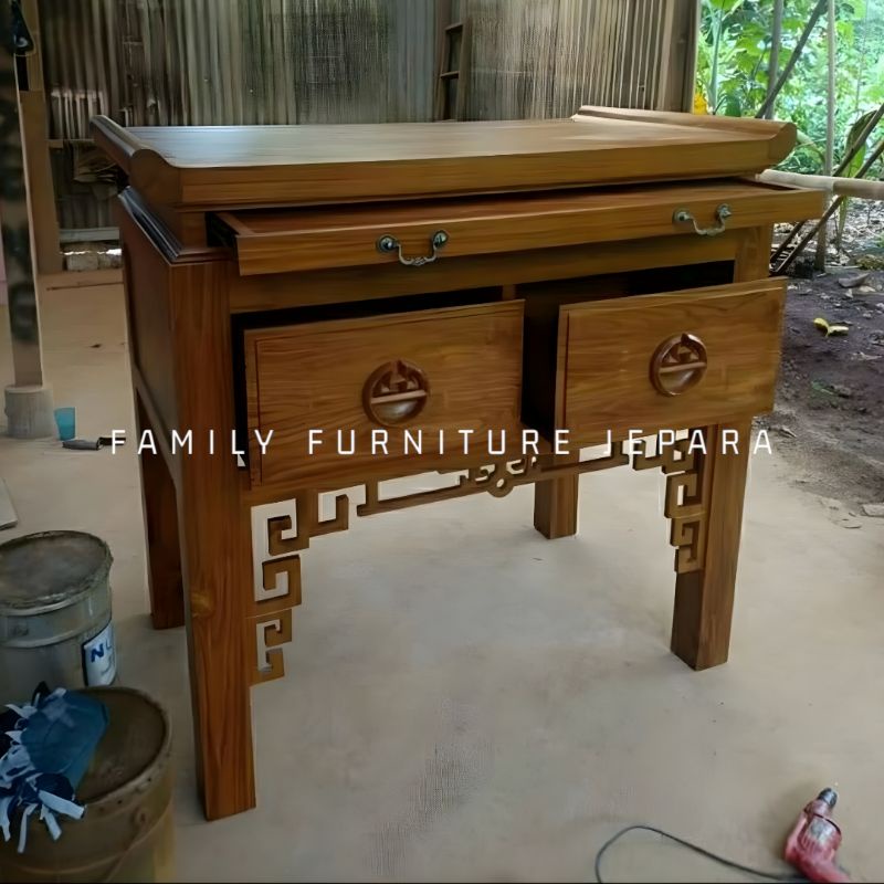 Jual meja altar sembahyang kayu jati minimalis laci | Shopee Indonesia