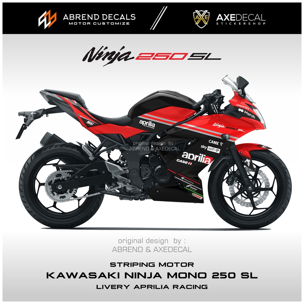 Jual Striping Ninja 250 Mono SL Aprilia Racing / Stiker Motor Kawasaki ...