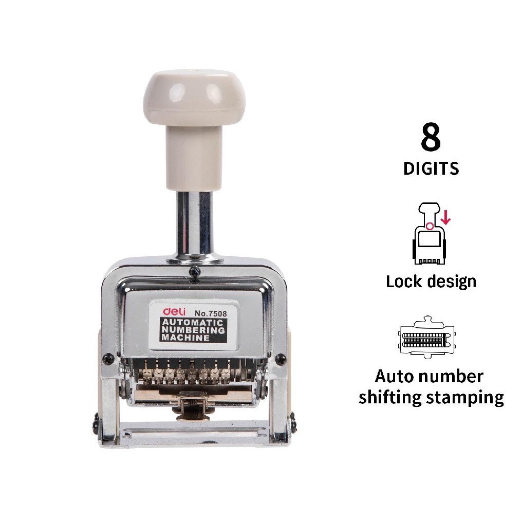 Jual STEMPEL CAP NOMOR NOMERATOR AUTO NUMBERING STAMP 8 DIGIT DELI 7508 ...