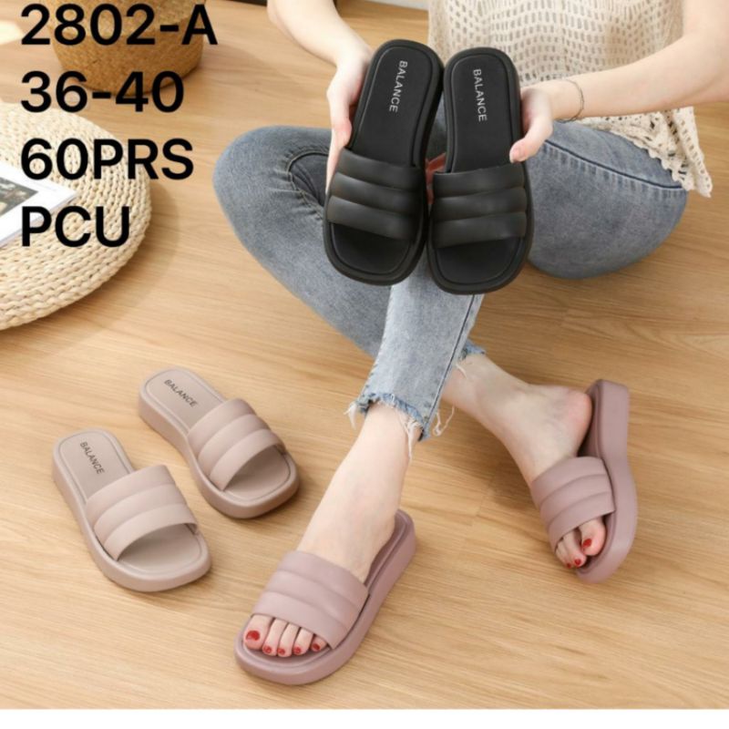 Jual 2802-A Original Sandal Balance Wedges Slop Pillow Korean Bahan ...