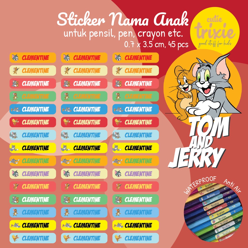 Jual Sticker Label Nama Pensil TOM and JERRY | Shopee Indonesia