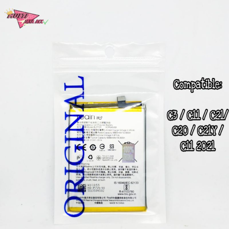 Jual Original 100% Baterai Realme BLP729 C3, C11,C21,C20,C21Y battery ...