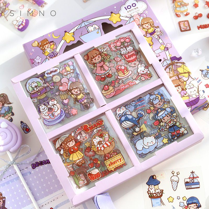 Jual Stiker 100 Lembar Sticker PET DIY Deco Scrapbook Stiker Hias ...