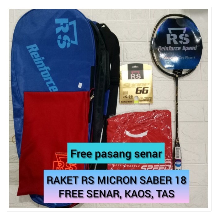 Jual Free Raket Badminton RS MICRON SABER 18 +set lengkap KOMPLIT KAOS ...