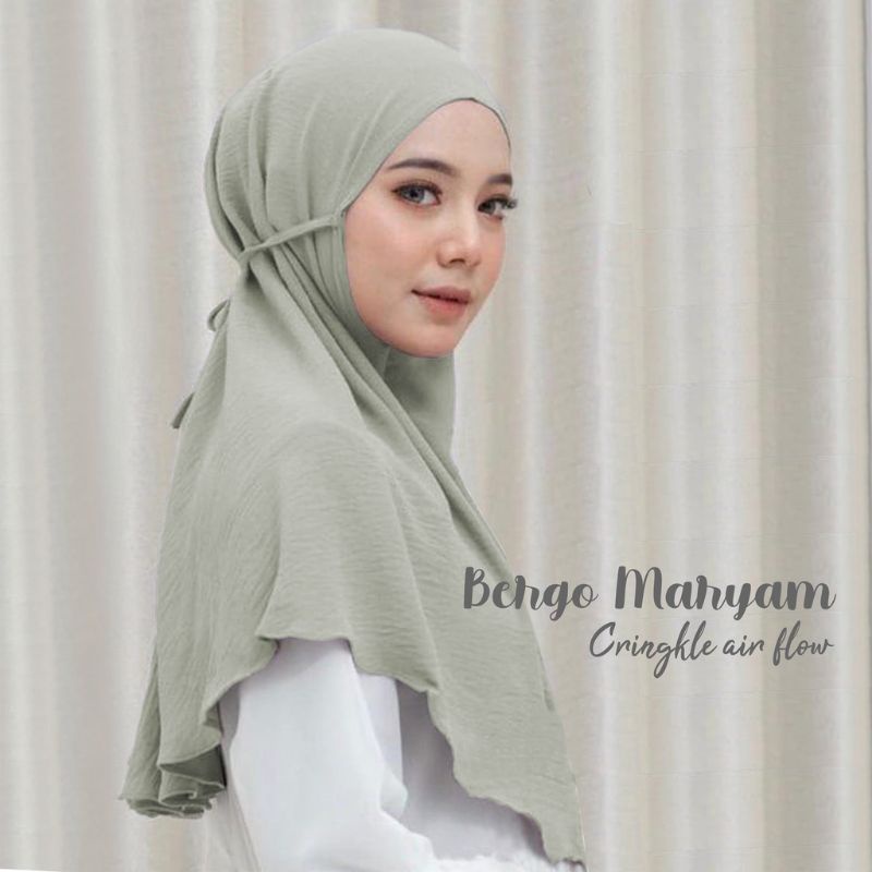 Jual Jilbab Instan Bergo Crinkle Airflow Cotton | Hijab Bergo Airflow Ukuran M | Shopee Indonesia