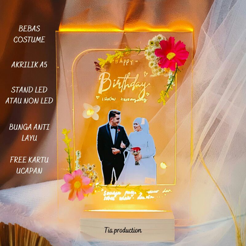 Jual Kado akrilik A5 lettering led persegi / lampu tidur akrilik ...