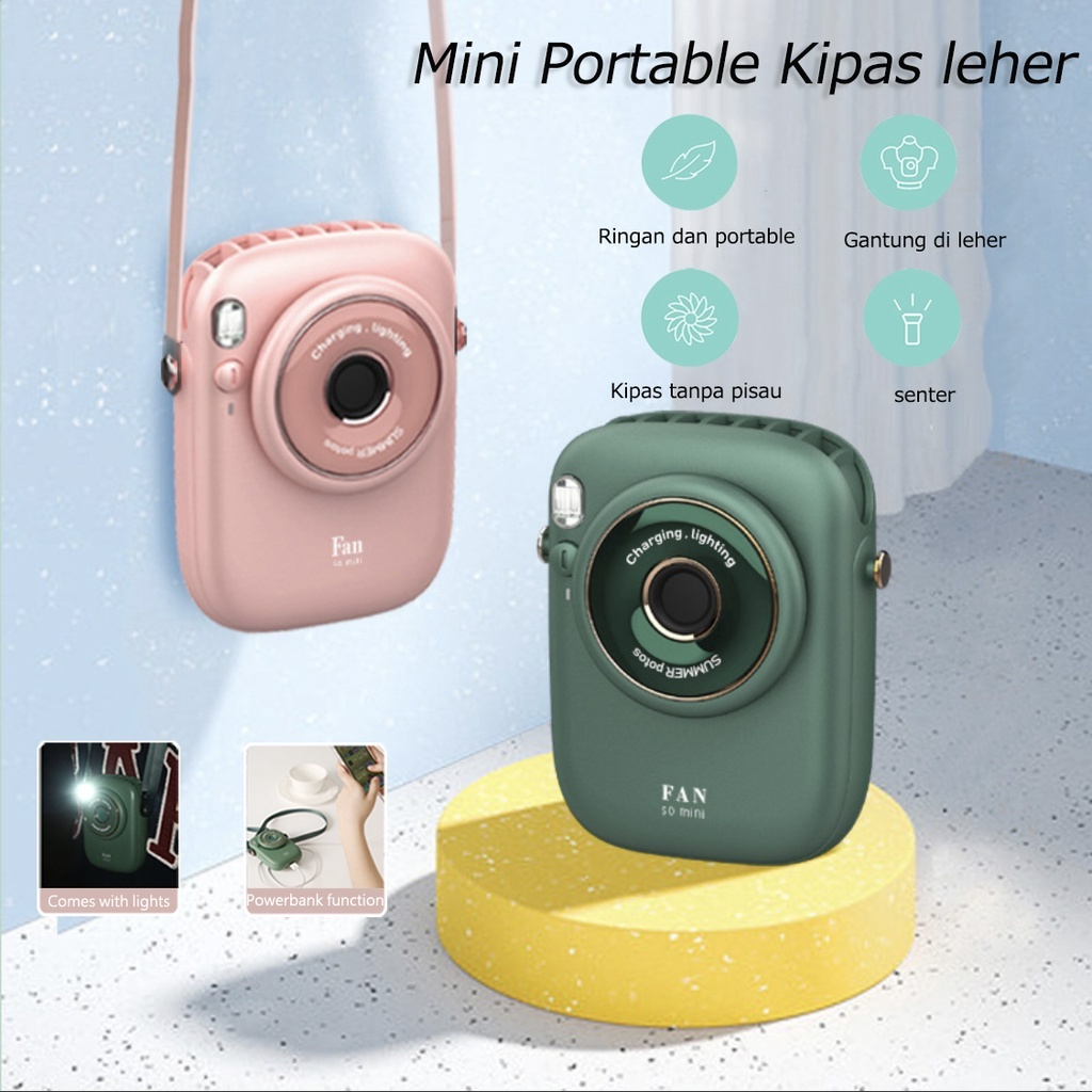 Jual CORN Kipas Angin Mini / Portable Neck Fan / Powerbank Fan / USB ...